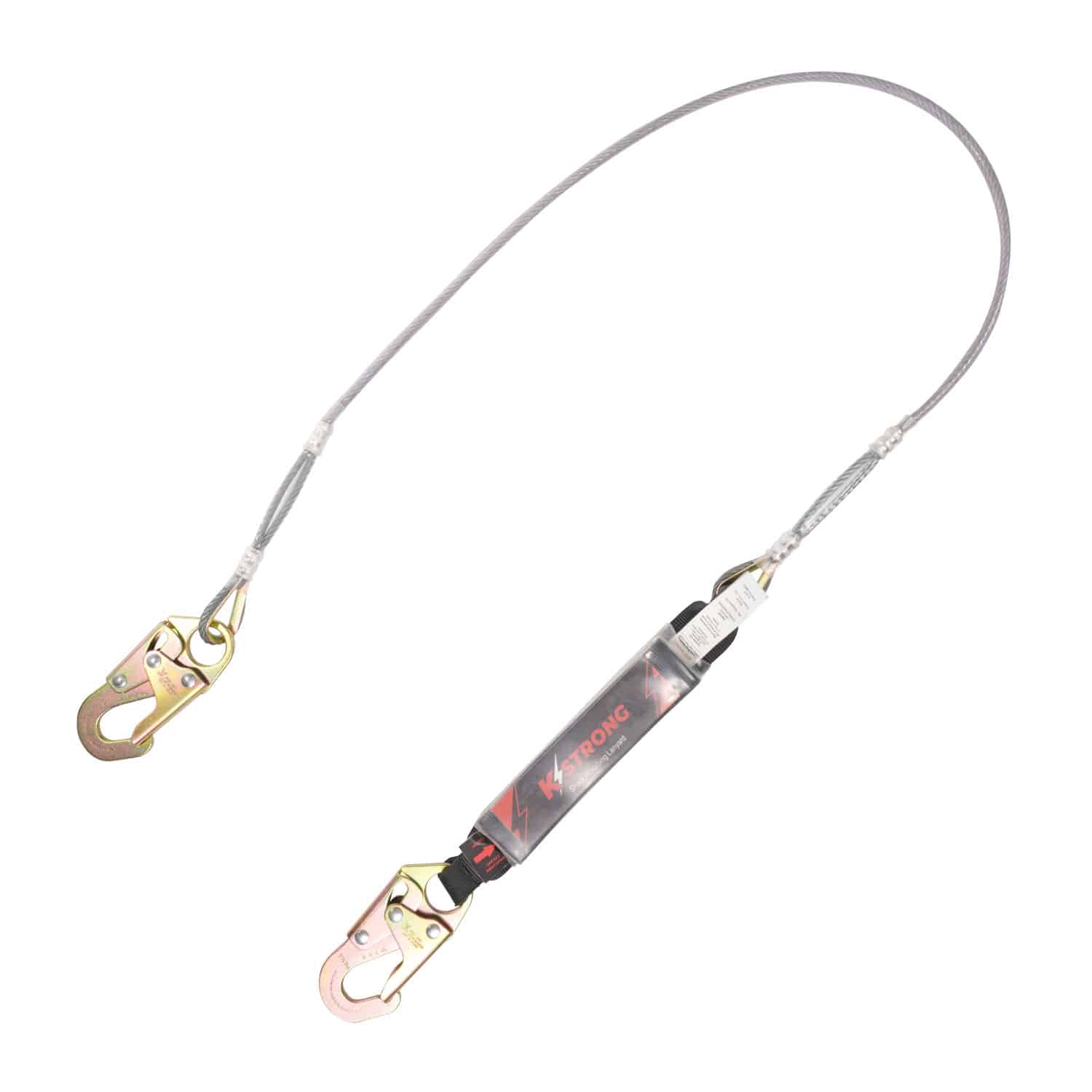 KStrong - 6' Leading Edge Shock Absorbing Wire Lanyard with Snap Hooks ...